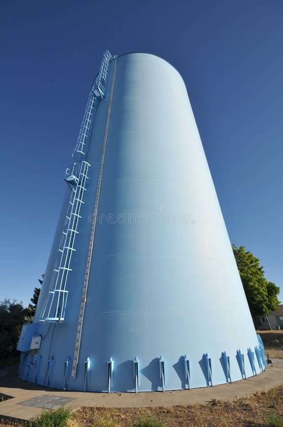 Blue Water Tower with Latter Stock Image - Image of scene, large: 25841381