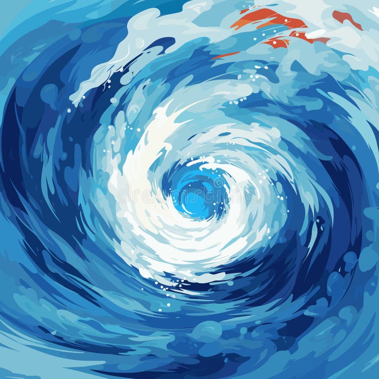 Blue Water Vortex View from Above, Whirlpool, Vector Illustration Stock ...