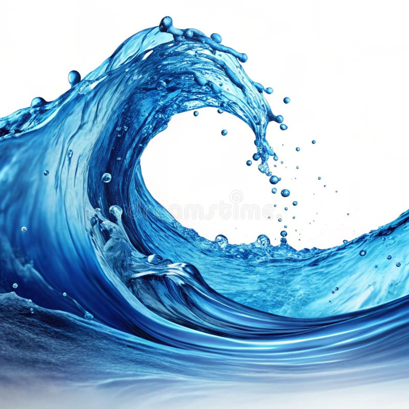 Blue Water Wave Isolated on White Stock Illustration - Illustration of ...