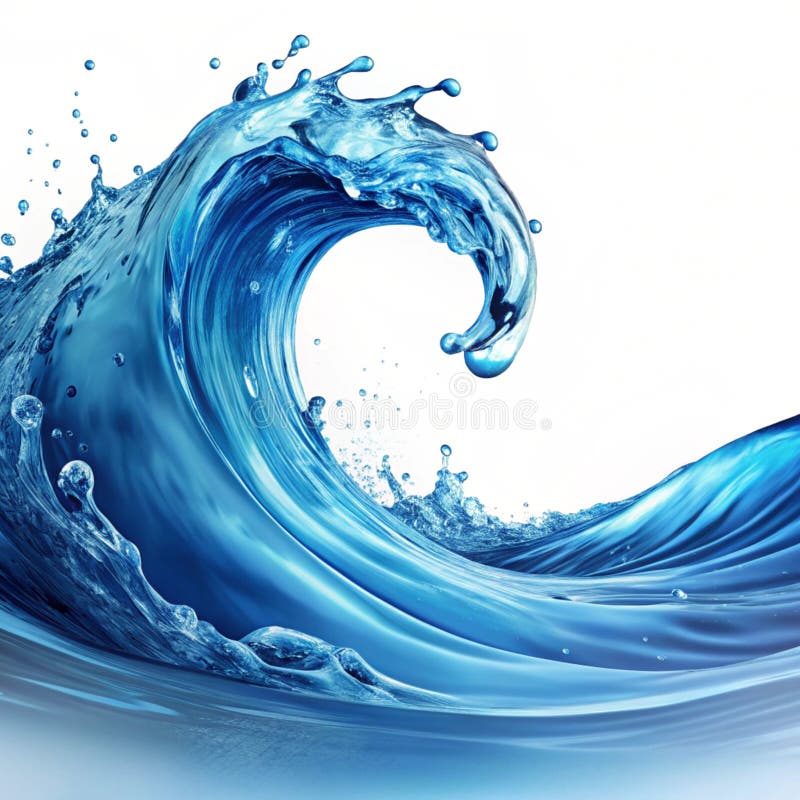 Blue Water Wave Isolated on White Stock Illustration - Illustration of ...