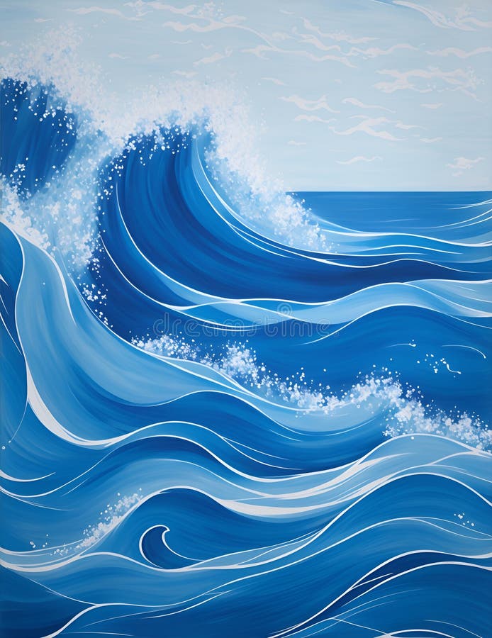 Blue Water Wave Line Deep Sea Pattern Background Banner Vector ...