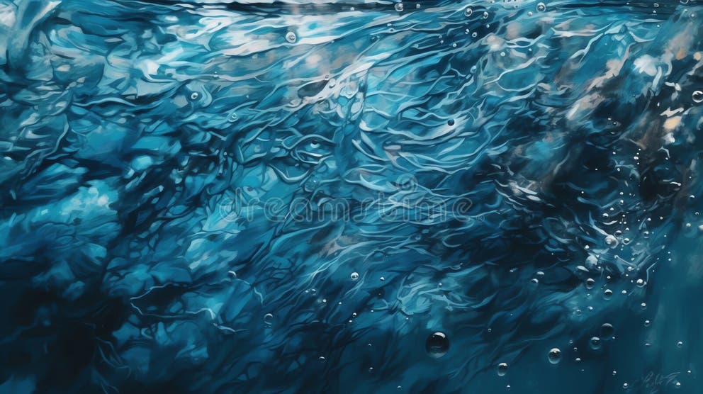 Blue Water Wave Pattern with Splash Ai Generated Stock Illustration ...