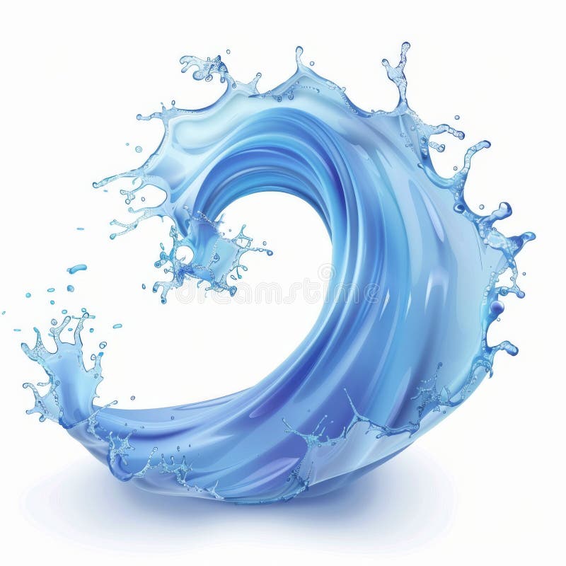 Blue Water Wave Splash, 3D Illustration on Isolated Background Stock ...