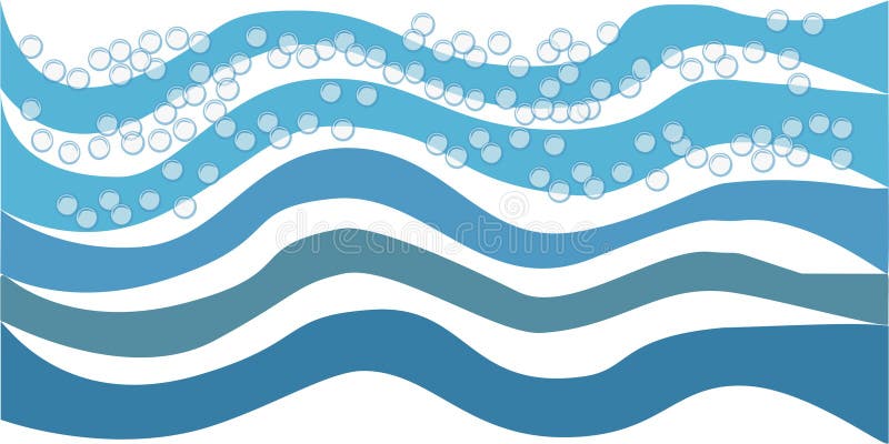 Background Blue Water Waves with Bubbles Stock Vector - Illustration of ...