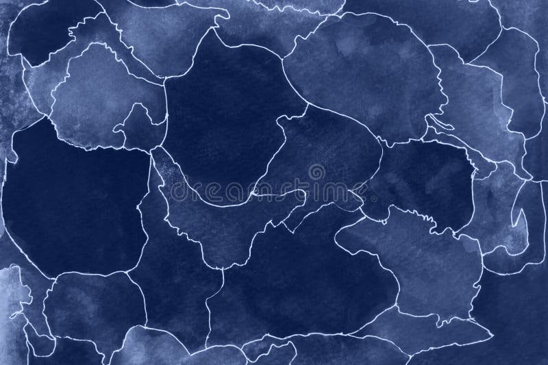 Abstract Blue Watercolor Background with Irregular Outlined Shapes ...