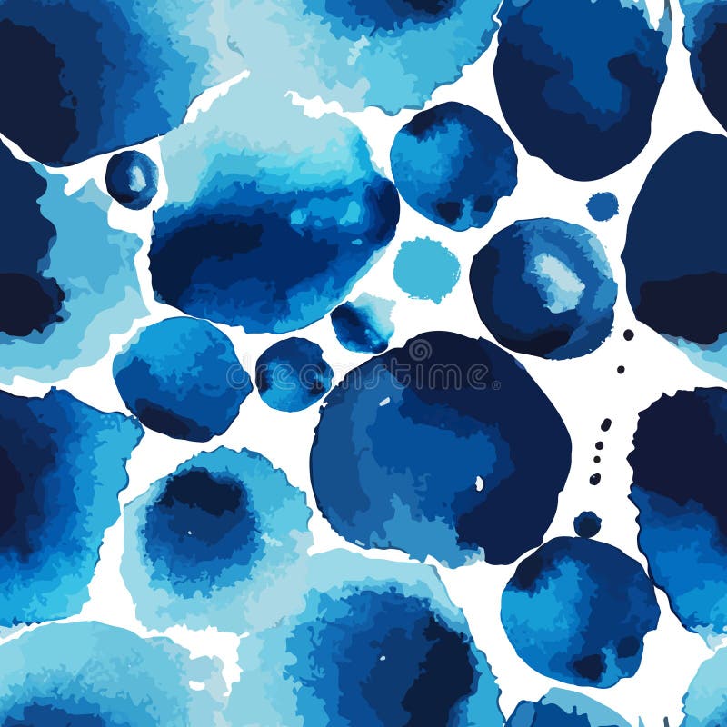 Blue Watercolor Background, Seamless Pattern Tile. Hand Drawing. Not AI ...
