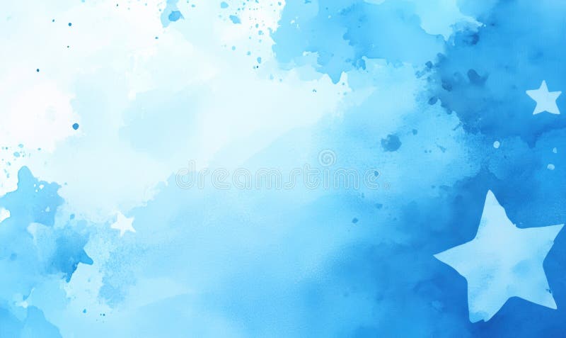 Blue Watercolor Background with Stars, Soft Textures and Gradients ...