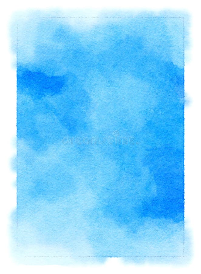 Blue Watercolor Blank Paper Frame Background for Graphic Design Stock ...