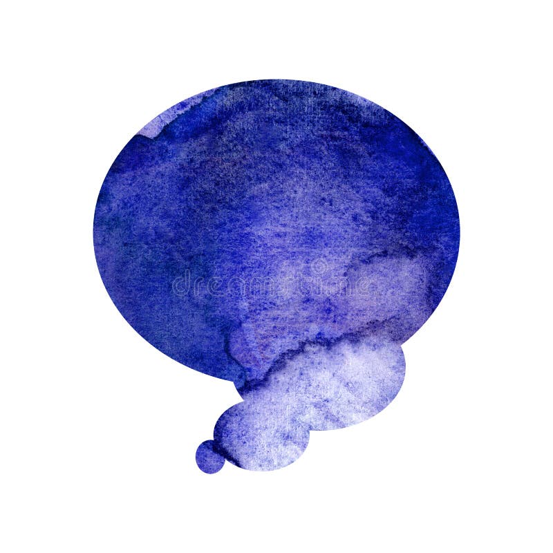 Blue Watercolor Blank Speech Bubble Dialog Empty Shape on White ...