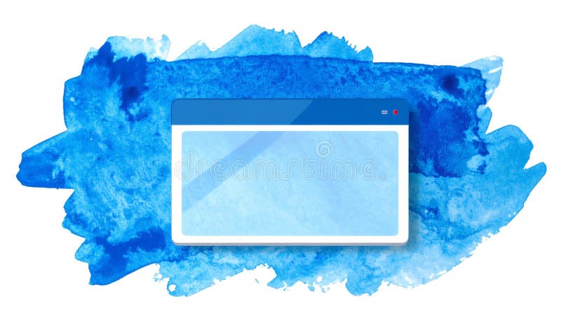 Blue Watercolor Brush Stroke and 3d App Window Frame Composition on ...