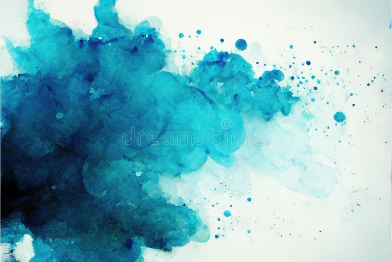 Blue Watercolor Cloud Abstract Paint Background with Splash and Fringe ...