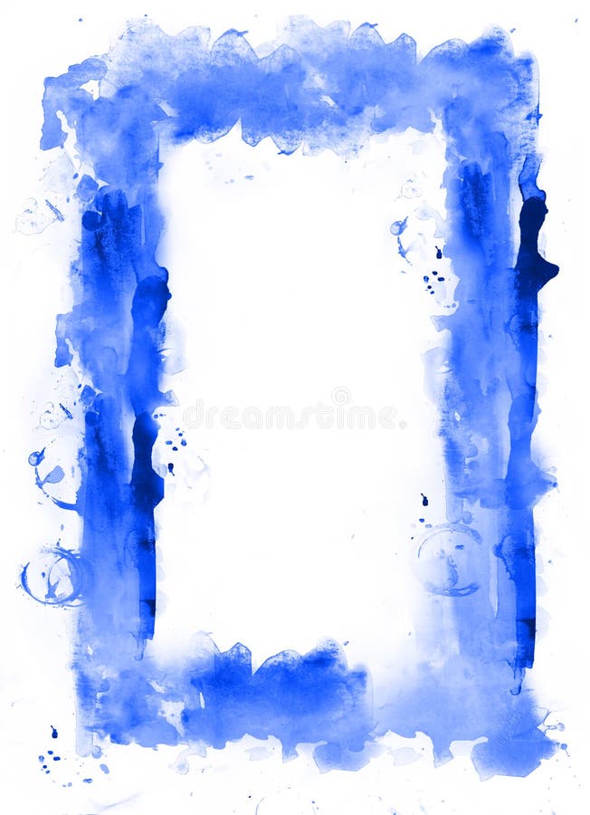 Blue Watercolor Frame. White Inside. Stock Illustration - Illustration ...