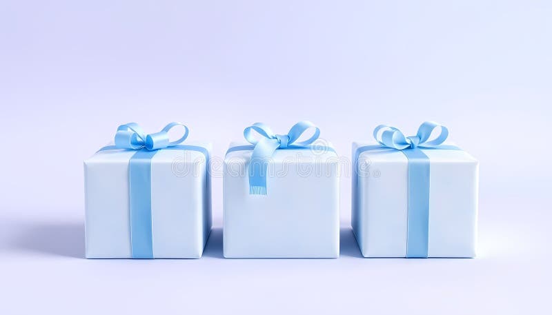 Blue Watercolor Gift Boxes with Soft Gradient Background Stock ...