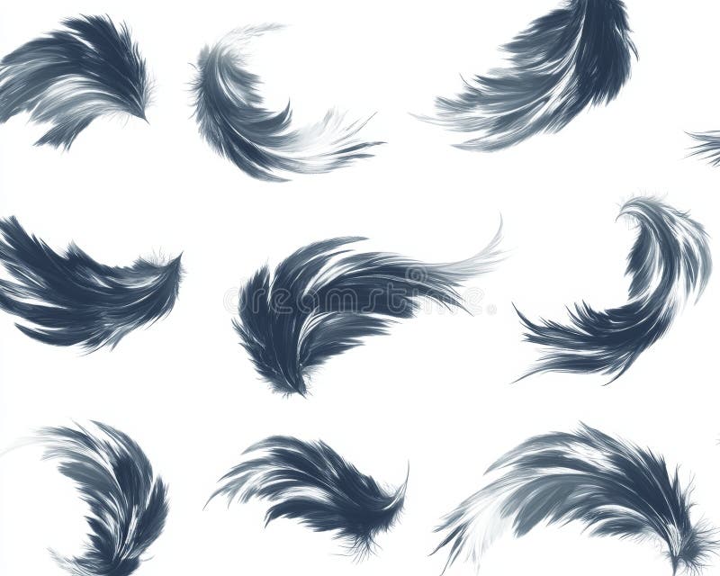 Blue Watercolor Hand Drawing of Bird Feathers Stock Photo - Image of ...