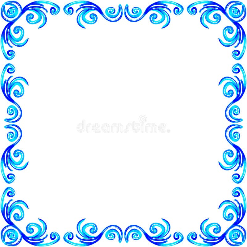 Blue Watercolor Ornament Decorative Frame Stock Vector - Illustration ...
