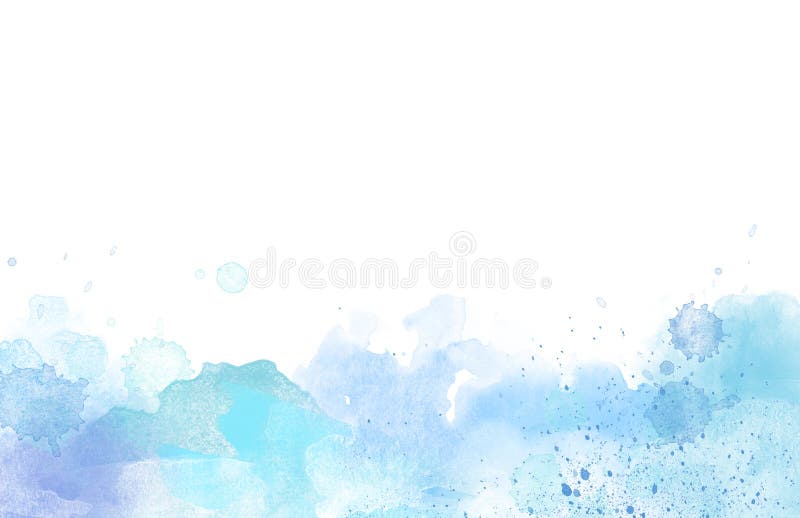 Light Blue Watercolor Paint Border Isolated on White Stock Illustration ...