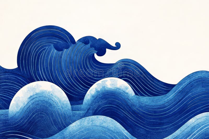 Blue Watercolor Paint Simulates Sea Waves on a White Background Stock ...