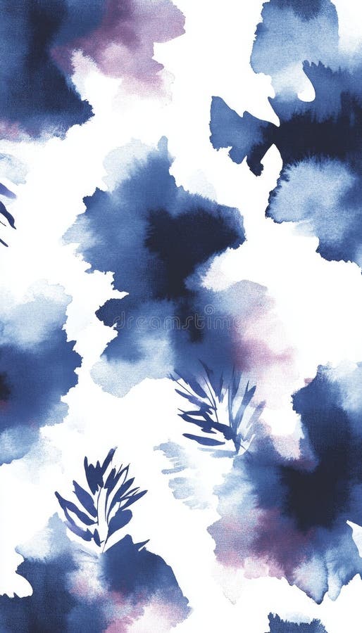 Blue Watercolor Pattern stock illustration. Illustration of floral ...