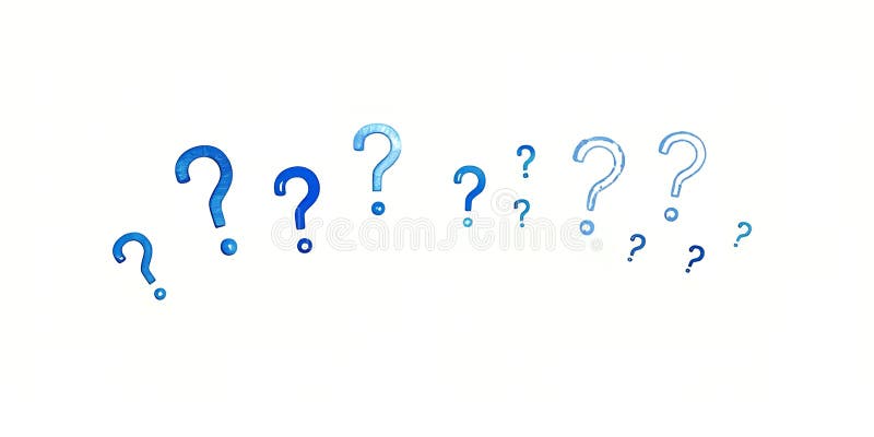 Blue Watercolor Question Marks Scattered on White Background Query ...