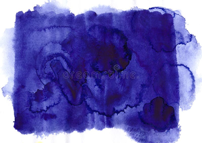Blue Watercolor Rectangular Background with Saturated Dense Blob Stock ...