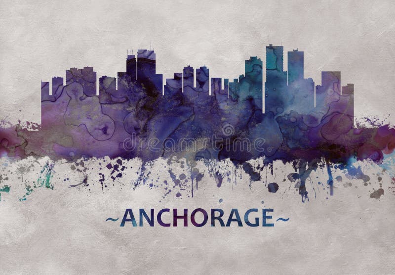 Anchorage Alaska Skyline stock illustration. Illustration of city ... Anchorage Alaska Skyline stock illustration. Illustration of city ...
