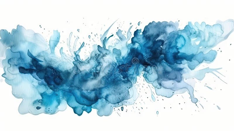 Blue Watercolor Splash on White Background for Invitations and Posters ...