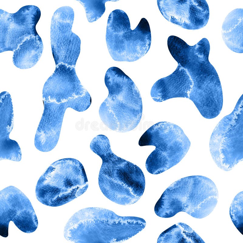 Blue Watercolor Texture Abstract Spots Seamless Pattern Stock ...