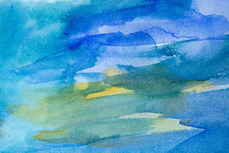Blue Watercolors on Paper Texture Stock Illustration - Illustration of ...