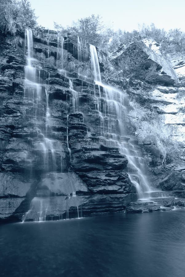 Blue waterfall stock photo. Image of silky, leaf, undergrowth - 14482360