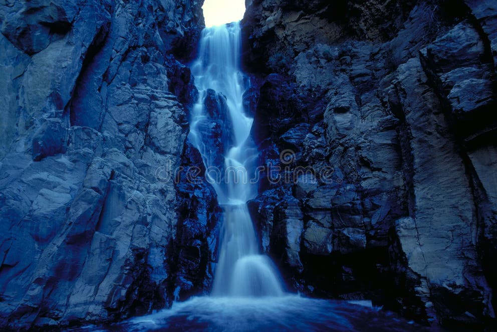 Blue Waterfall stock photo. Image of geology, flow, time - 42994