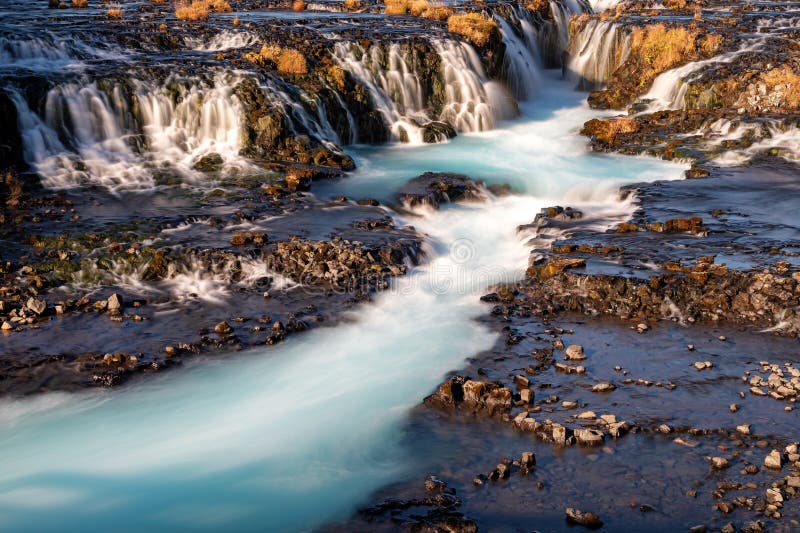 Blue Waterfall Bruarfoss - Long Exposure Version Stock Photo - Image of ...