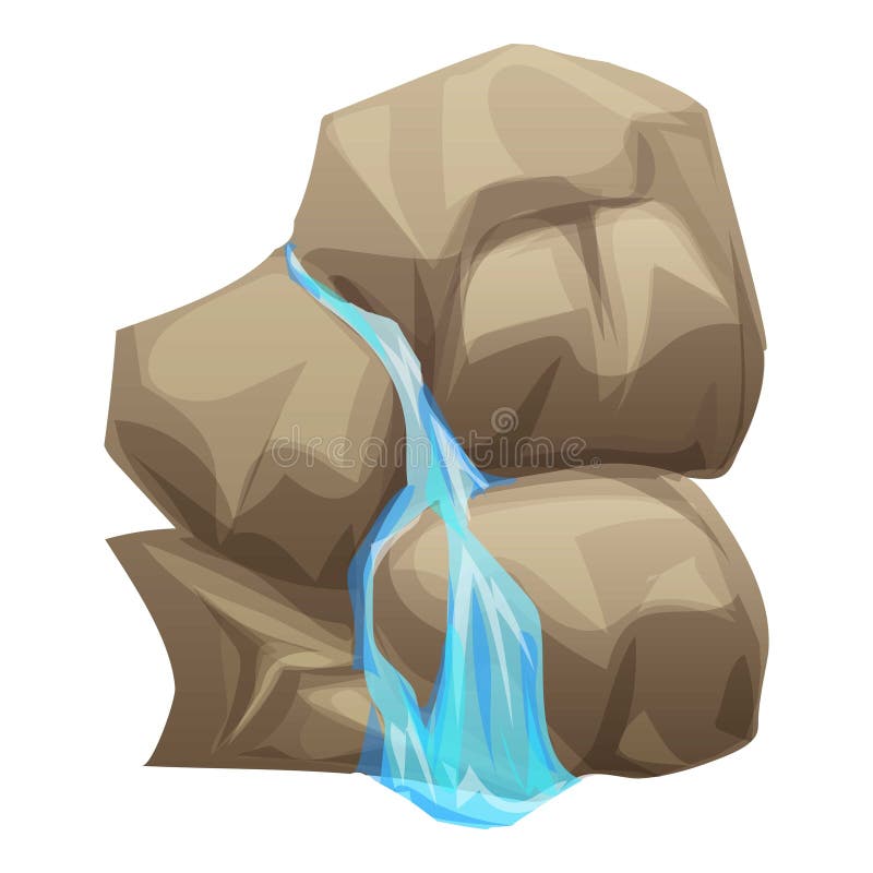 Blue Waterfall Cascading Over Rocks Illustration Stock Vector ...