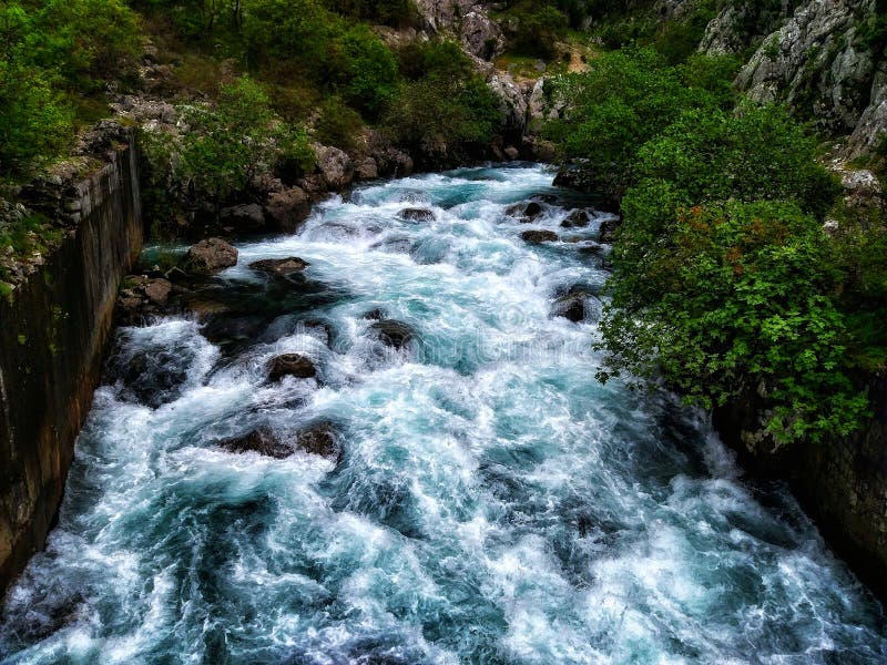 Blue waterfall in may stock image. Image of stream, creek - 211166317