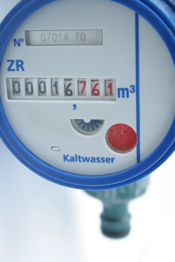 Blue Waterflow Meter in Close-up Stock Photo - Image of environment ...