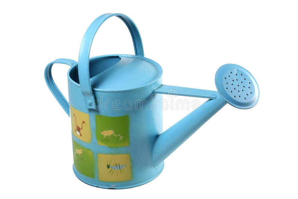 Blue watering can 2 stock photo. Image of pour, puring - 1606386
