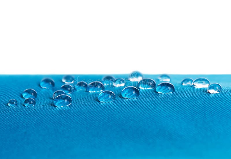 Blue Waterproof Fabric with Waterdrops Stock Photo - Image of rain ...