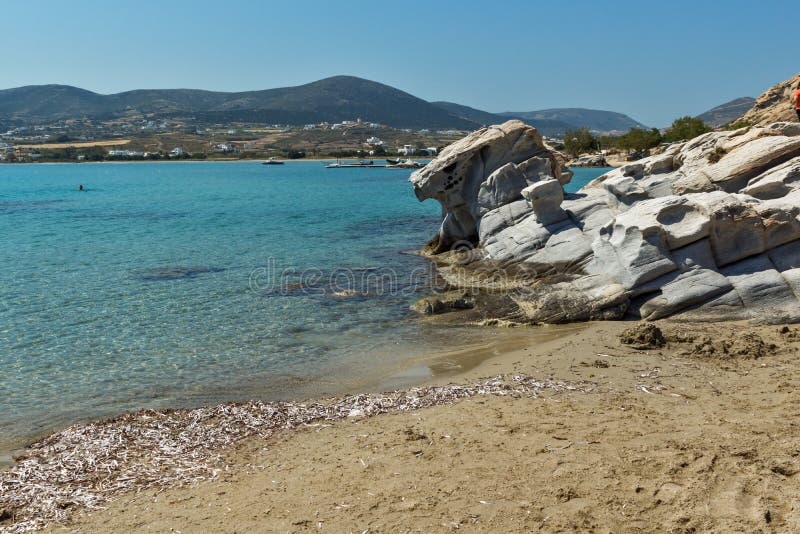 Blue Waters of Kolymbithres Beach, Paros Island, Greece Stock Photo ...