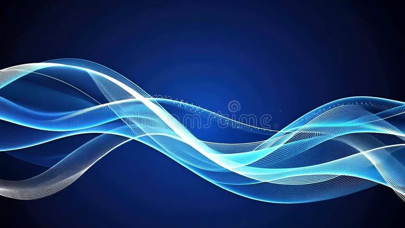 Blue Wave Abstract Design with Flowing Light Trails on a Dark Backdrop ...