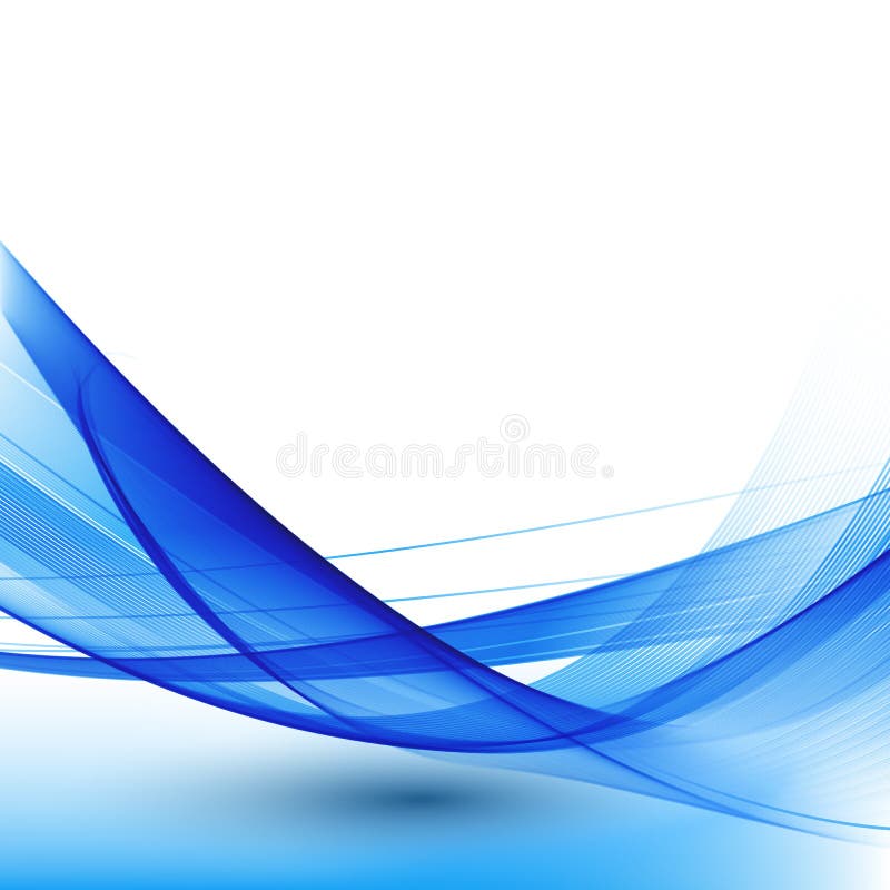 Blue Wave.Abstract White Background with Blue Wavy Curved Lines.Vector ...