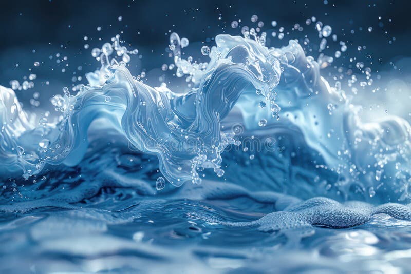 Blue Wave Abstraction: Fluid Artwork with Curving Forms and Cool Tones ...