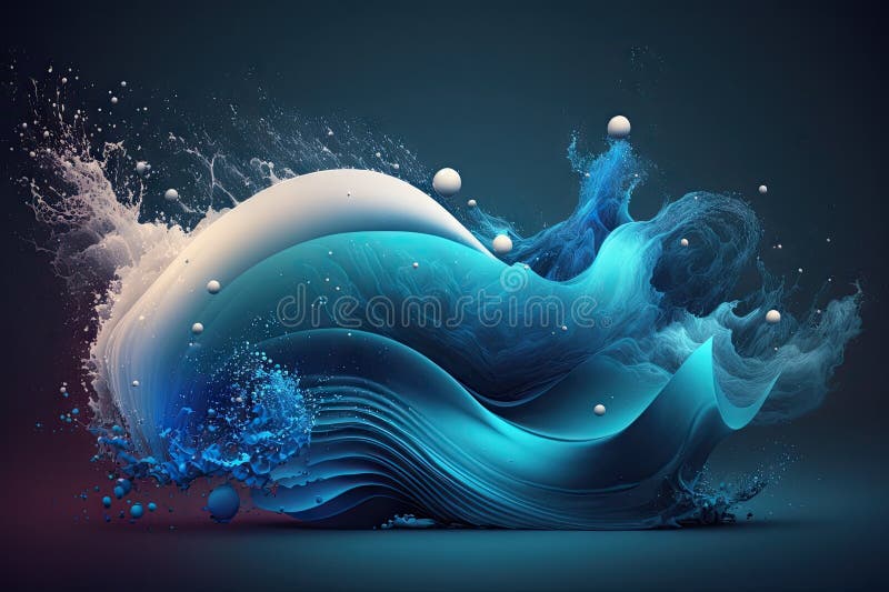 Blue Wave Background, with Floating Objects and Particles Stock Illustration - Illustration of ...