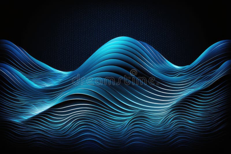 Blue Wave Background of Rippling Waves on Black or White Background ...