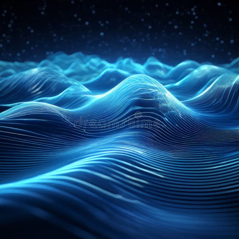 Blue Wave with Black Background Stock Illustration - Illustration of ...