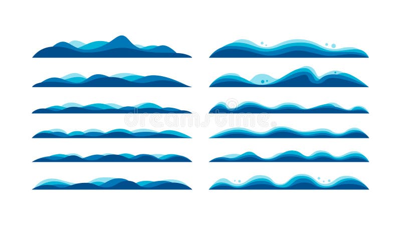 Blue Wave Border Frame Divider Decoration, Blue Paper Wavy Border Frame ...