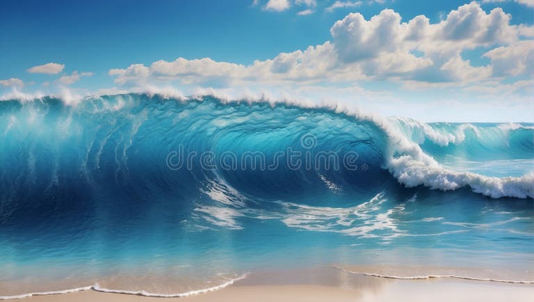 Blue Wave Cascade Harmony: Azure Bliss. AI Generate Stock Illustration ...