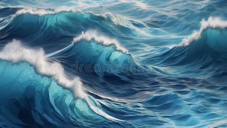 Blue Wave Cascade Harmony: Azure Bliss. AI Generate Stock Illustration ...