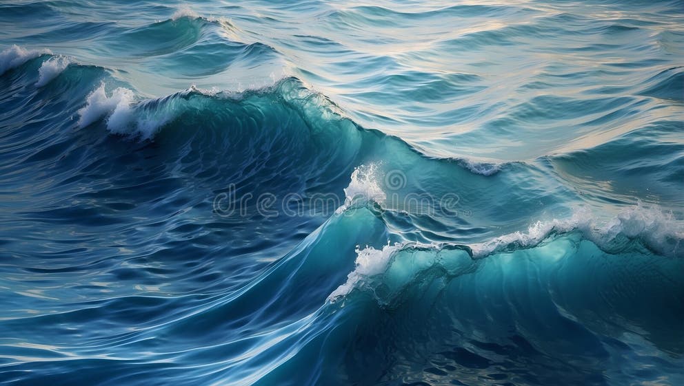 Blue Wave Cascade Harmony: Azure Bliss. AI Generate Stock Illustration ...