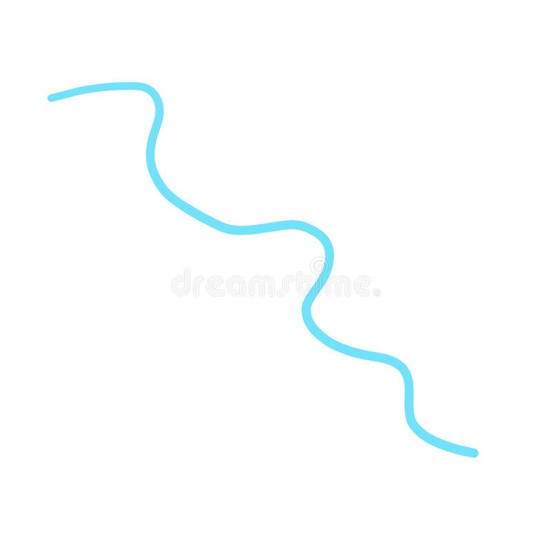Blue Wave, Curved Doodle Line. Vector Illustration Decoration Stock ...