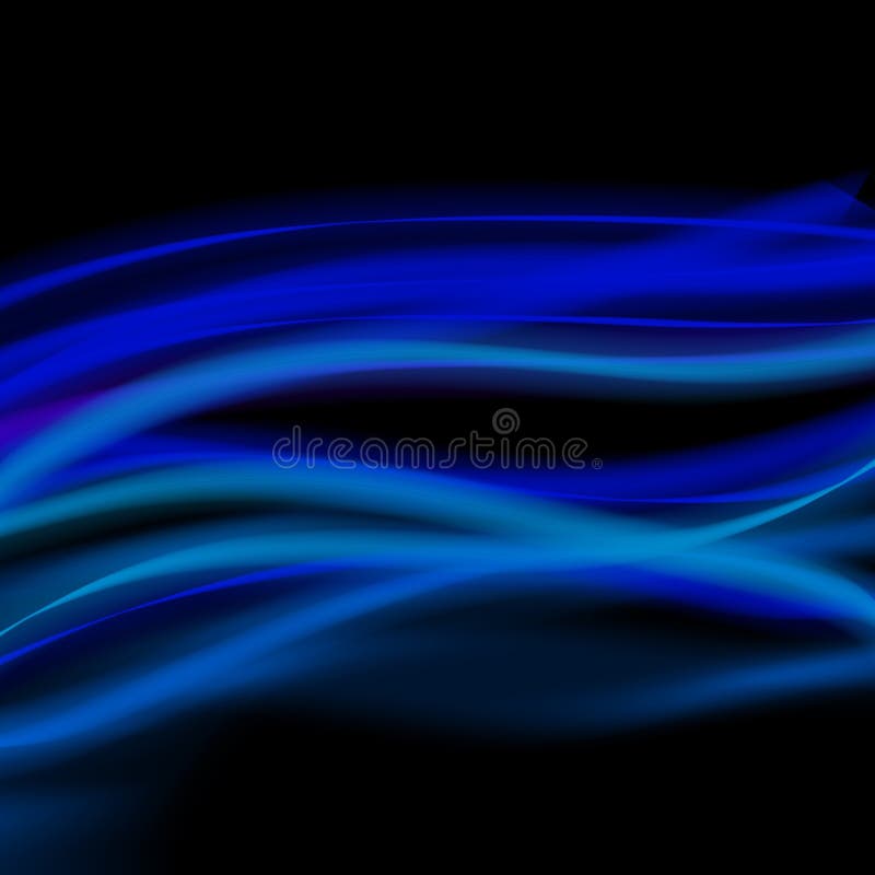 Blue Wave Design Smooth Energy Curve on Black Backgrouund Stock ...
