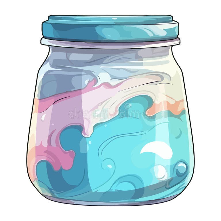 Blue Wave in Glass Jar, Vector Illustration Stock Vector - Illustration ...